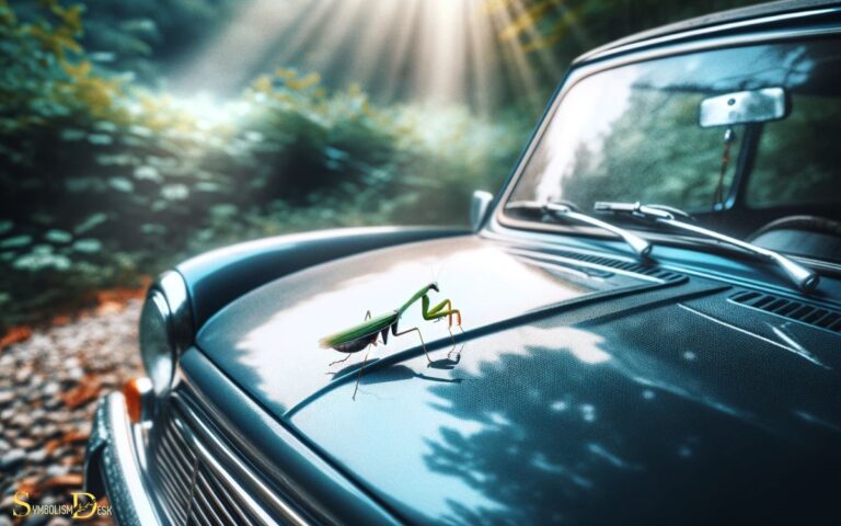 Praying Mantis On Car Symbolism: Mindfulness!